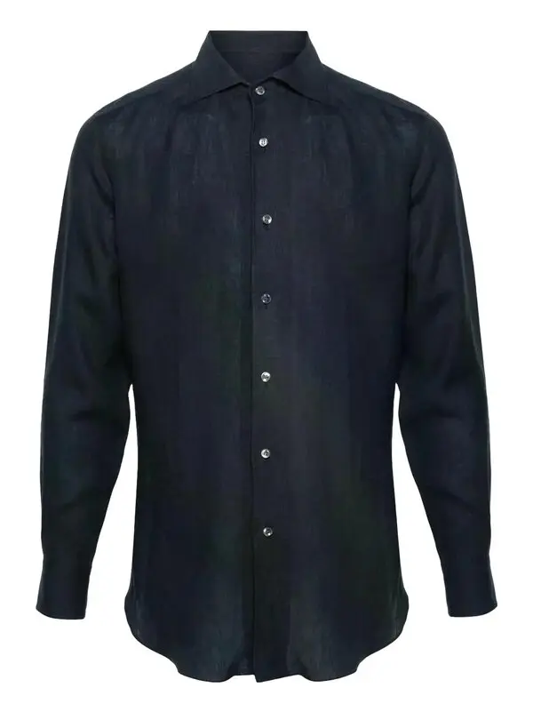 Brioni Classic-collar Linen Shirt - Blue