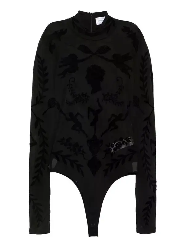Casablanca Devoré-effect Bodysuit - Black