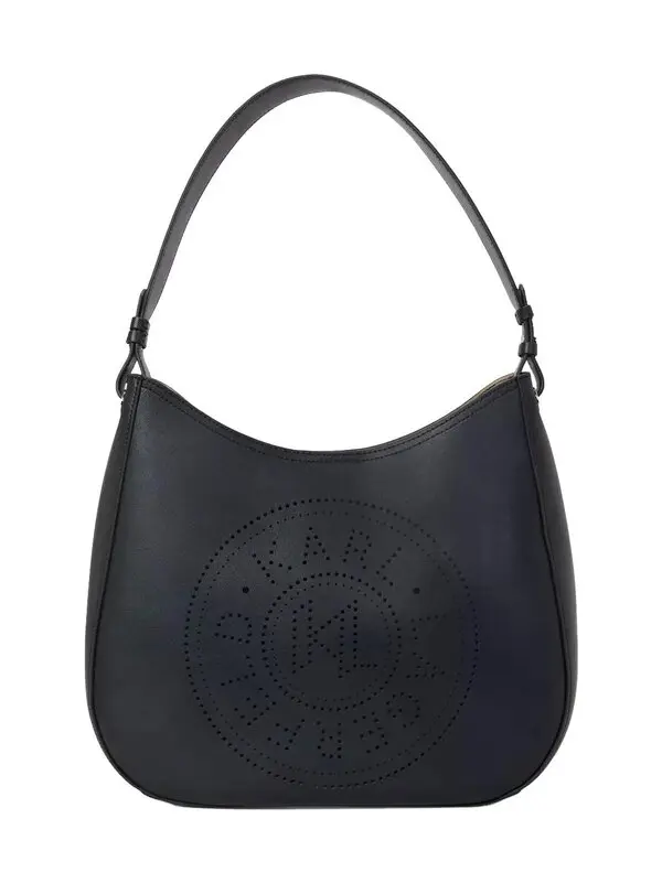 Karl Lagerfeld K/circle Perforated-design Hobo Bag - Black