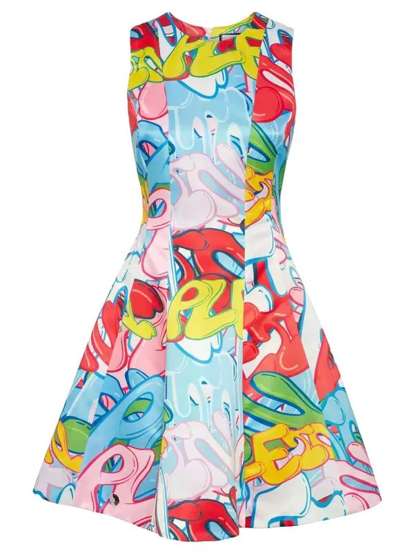 Philipp Plein Bombing Graffiti-print Mini Dress - Blue