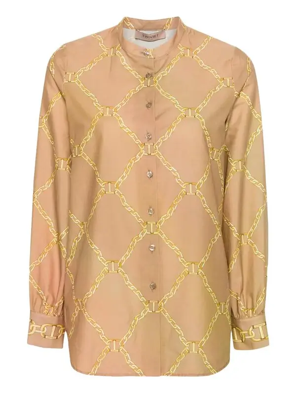 TWINSET Chain-print Poplin Shirt - Neutrals