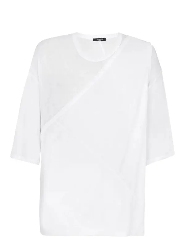 Balmain Gathered-panel Detail T-shirt - White