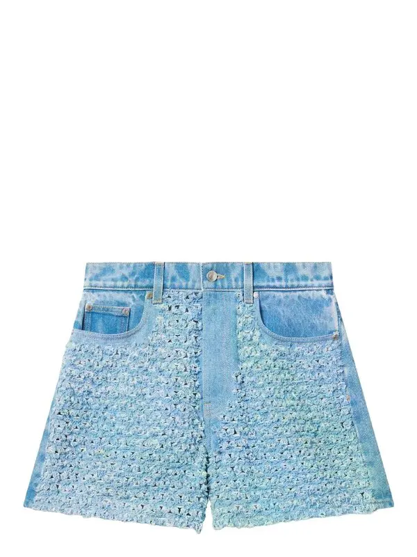 Stella McCartney Textured Denim Shorts - Blue
