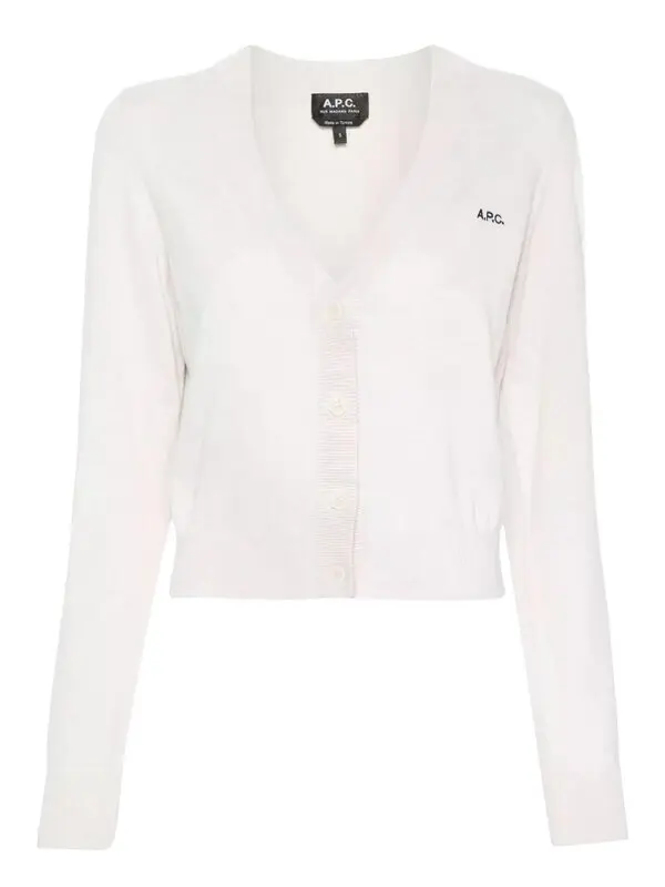 A.p.c. Berenice Logo-embroidered Cardigan - Neutrals