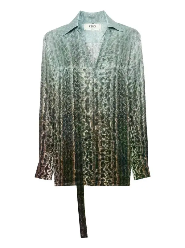 Fendi Animal-print Silk Shirt - Blue
