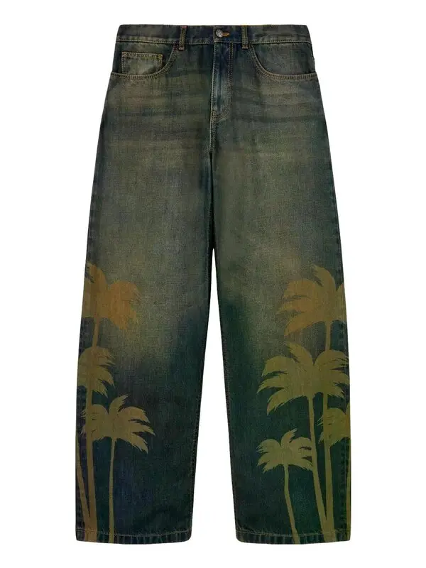 Palm Angels Laser Palms Jeans - Blue