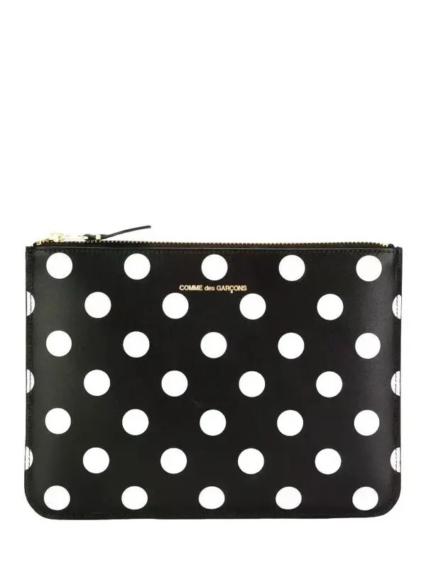 Comme Des Garçons Polka-dot Leather Pouch - Black