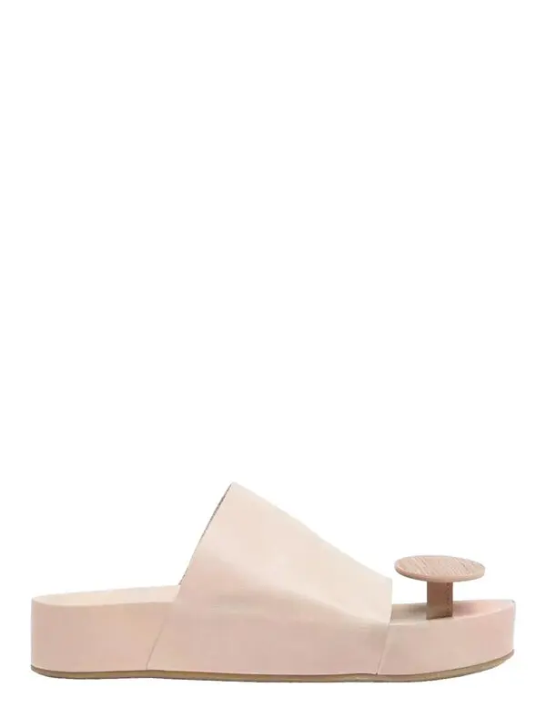 UMA WANG Round-toe Leather Flat Sandals - Neutrals