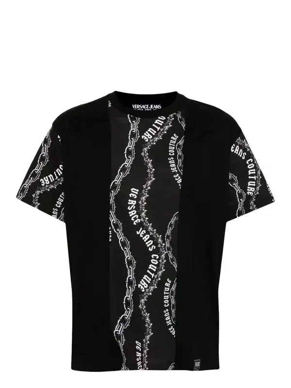 Versace Chain Couture Cotton T-shirt - Black
