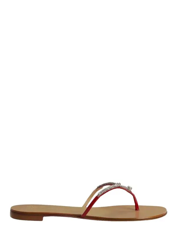 GIUSEPPE ZANOTTI Embellished Patent Thong Sandals - Red