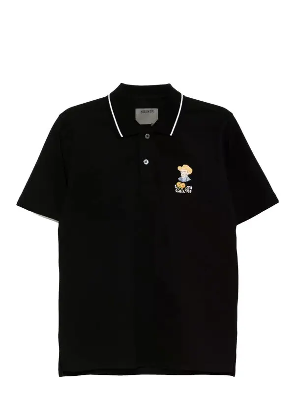 MUSIUM DIV. Embroidered Polo Shirt - Black