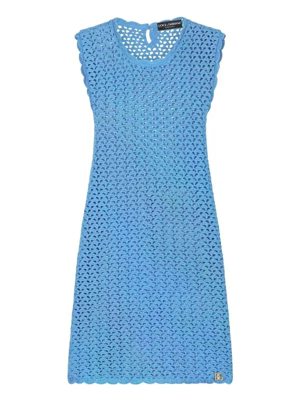Dolce & Gabbana Sleeveless Crochet-knit Minidress - Blue