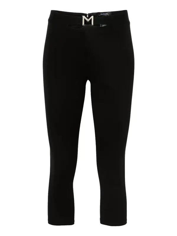 MUGLER Logo Plaque Knee-length Trousers - Black