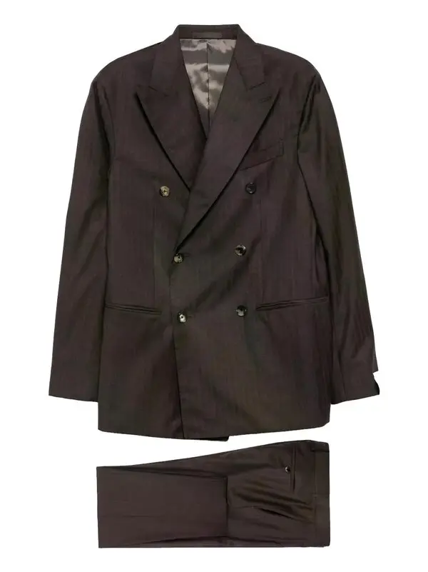 Caruso Double-breasted Suit - Brown