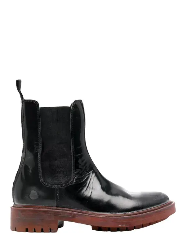 Moma Distressed Leather Ankle Boots - Black