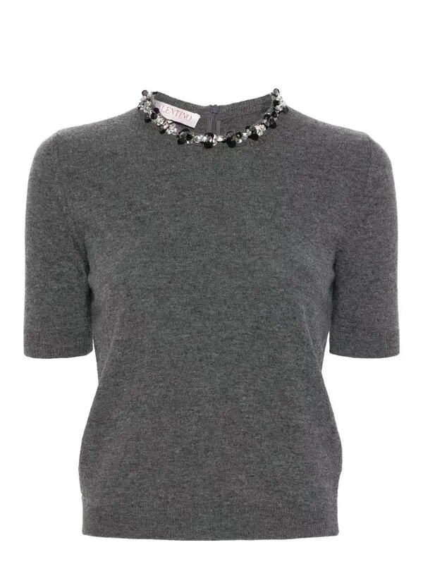 Valentino Garavani Embroidered Wool Sweater - Grey