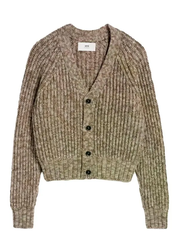 AMI Paris Ribbed Cardigan - Neutrals