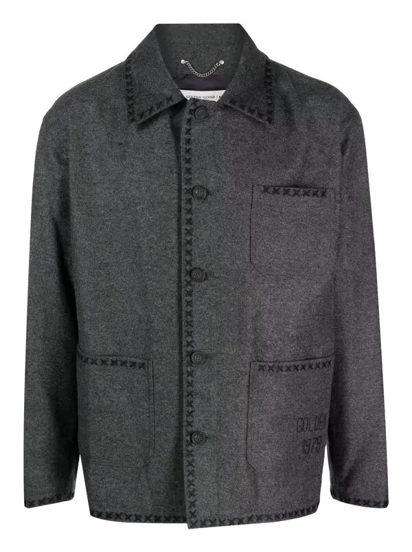 GOLDEN GOOSE Embroidered Wool Jacket - Grey