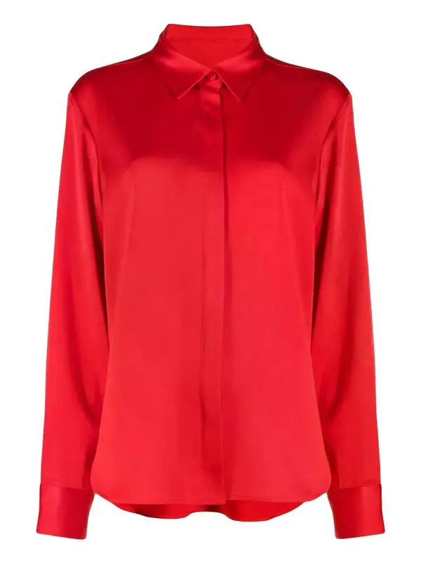 Alex Perry Satin Button-down Shirt - Red
