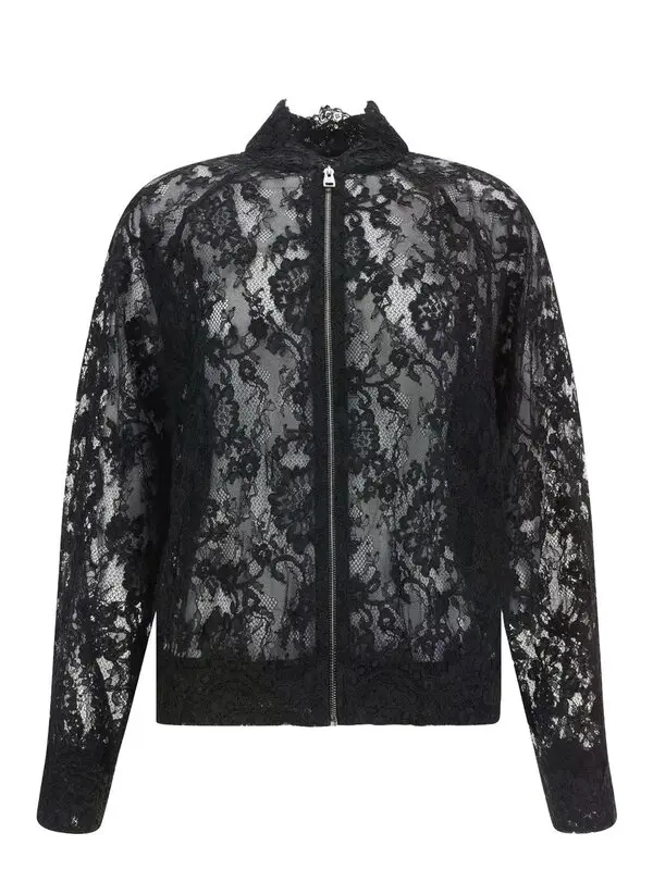 Ermanno Scervino Floral-lace Bomber Jacket - Black