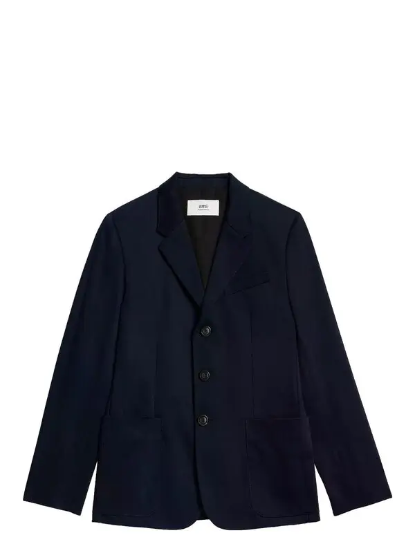 AMI Paris Single-breasted Cotton Blazer - Blue