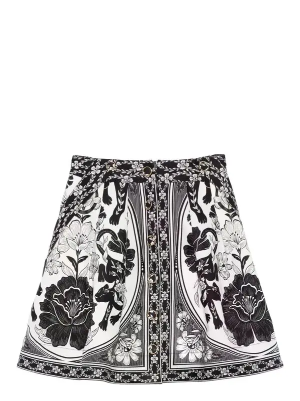 Farm Rio Flower Leopard Mini Skirt - White