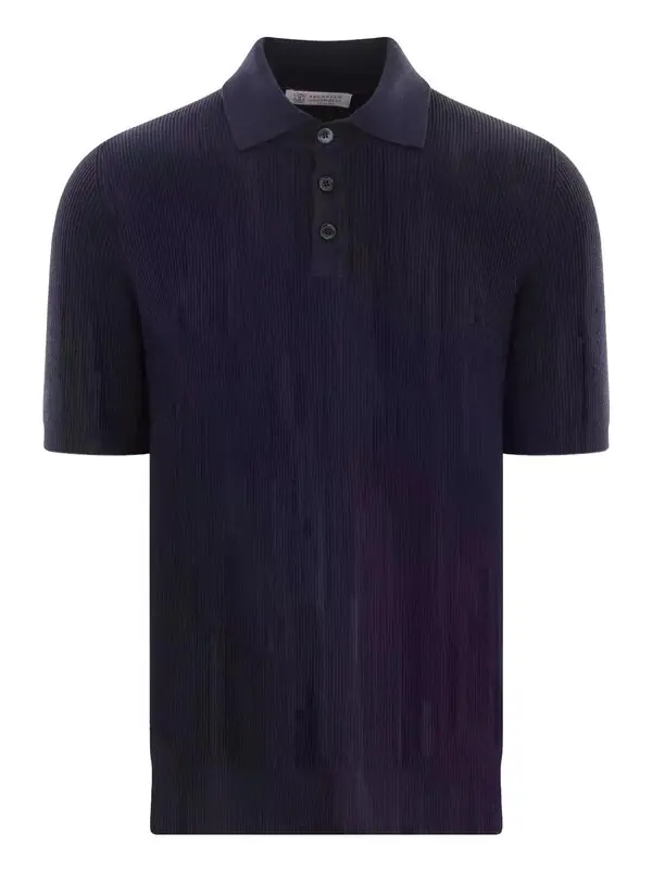 Brunello Cucinelli Ribbed-knit Polo Shirt - Blue