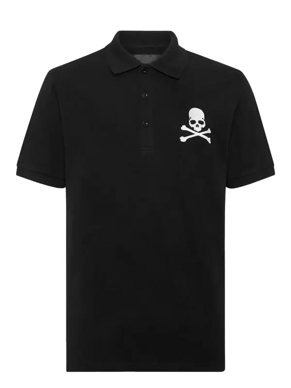 Philipp Plein Skull-embroidered Cotton Polo Shirt - Black
