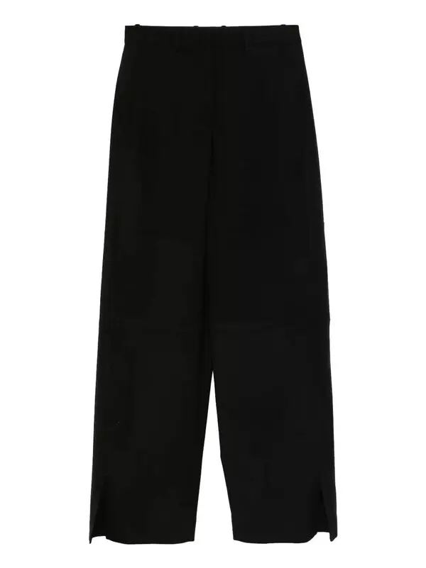 JIL SANDER Virgin Wool Wide Leg Trousers - Black