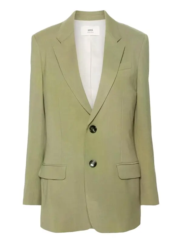 AMI Paris Single-breasted Textured Blazer - Green