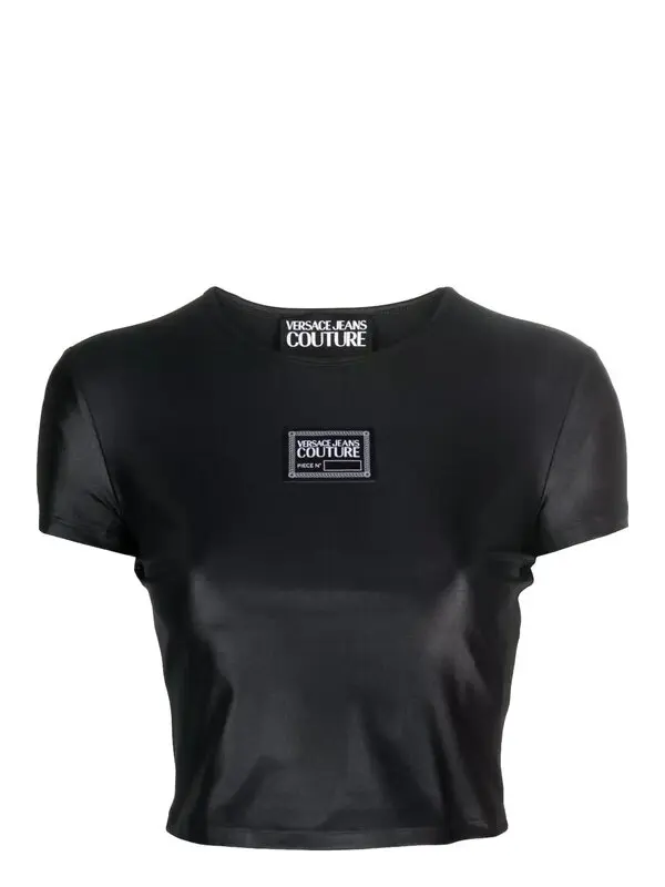 Versace Logo-patch Cropped T-shirt - Black