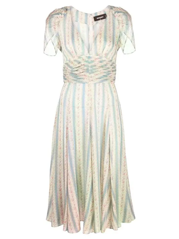 Dsquared2 Floral-print Flared Tea Dress - Neutrals