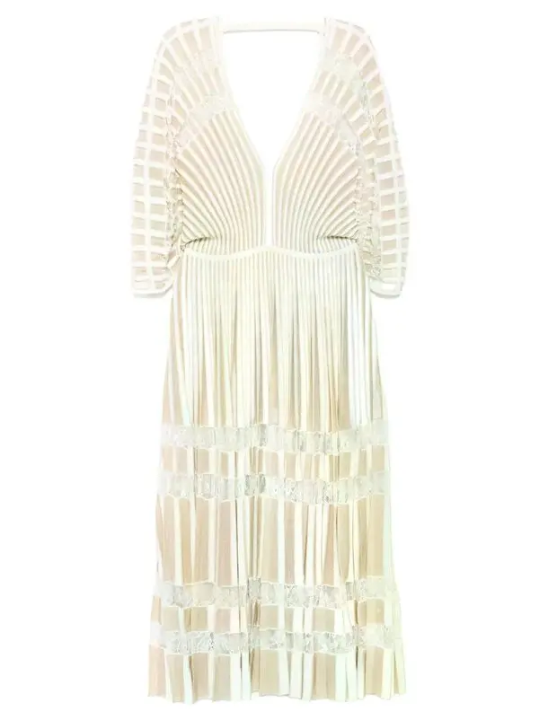 Elie Saab Knit Midi Dress - Neutrals