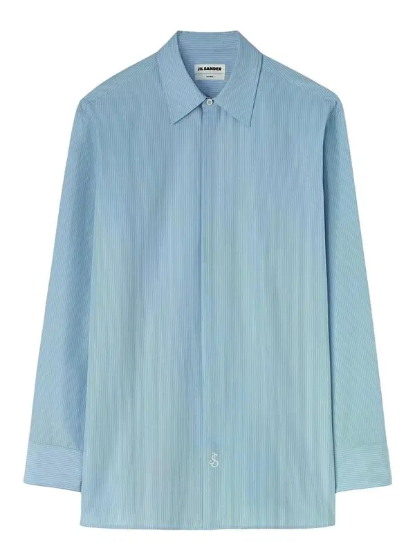 JIL SANDER Logo-embroidered Pinstripe Shirt - Blue