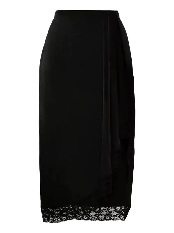 Blumarine Asymmetric Lace-detail Skirt - Black