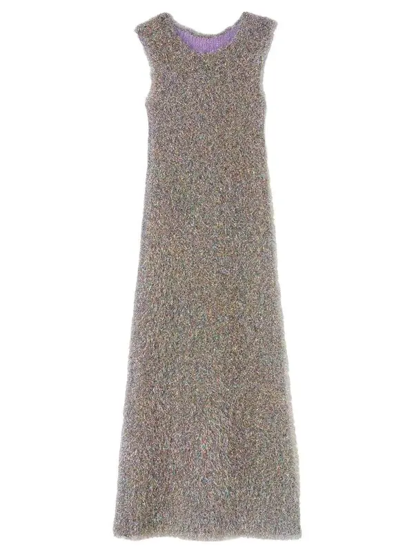 JIL SANDER V-neck Sleeveless Midi Dress - Silver