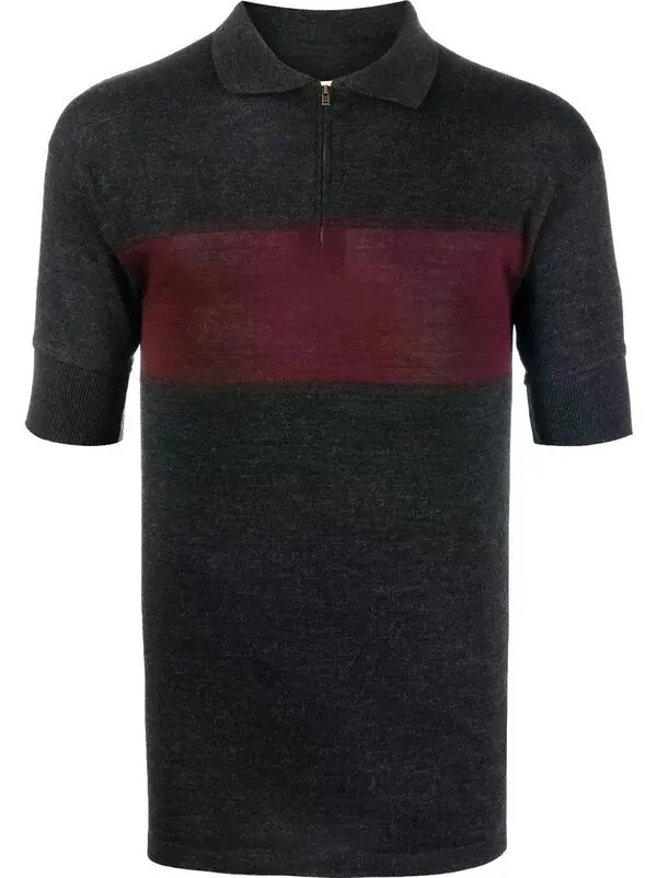 MAISON MARGIELA Two-tone Zip-up Polo Shirt - Grey