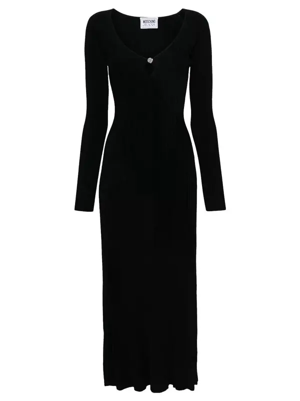Moschino Ribbed-knit Maxi Dress - Black