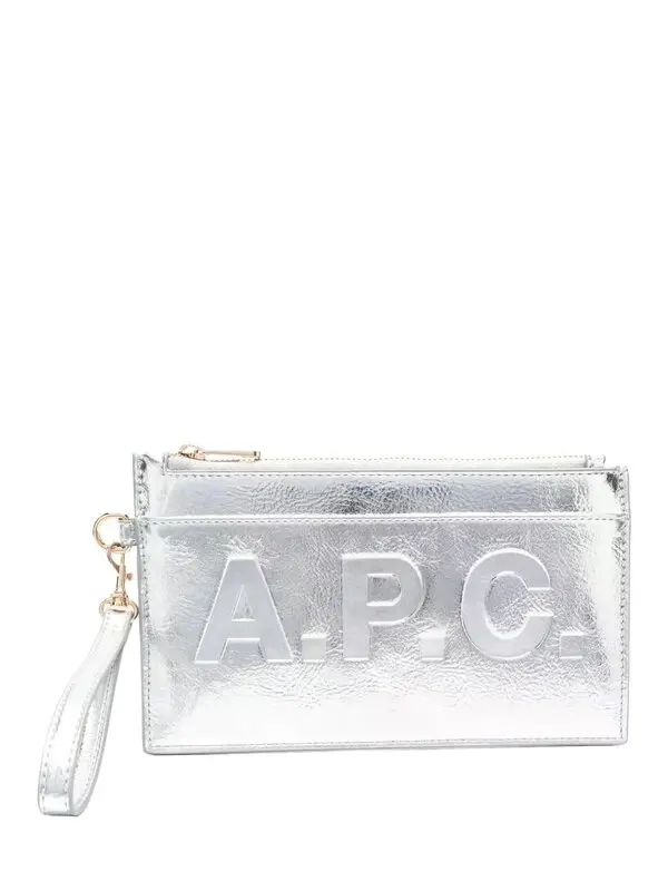 A.p.c. Zip-up Leather Clutch - Silver