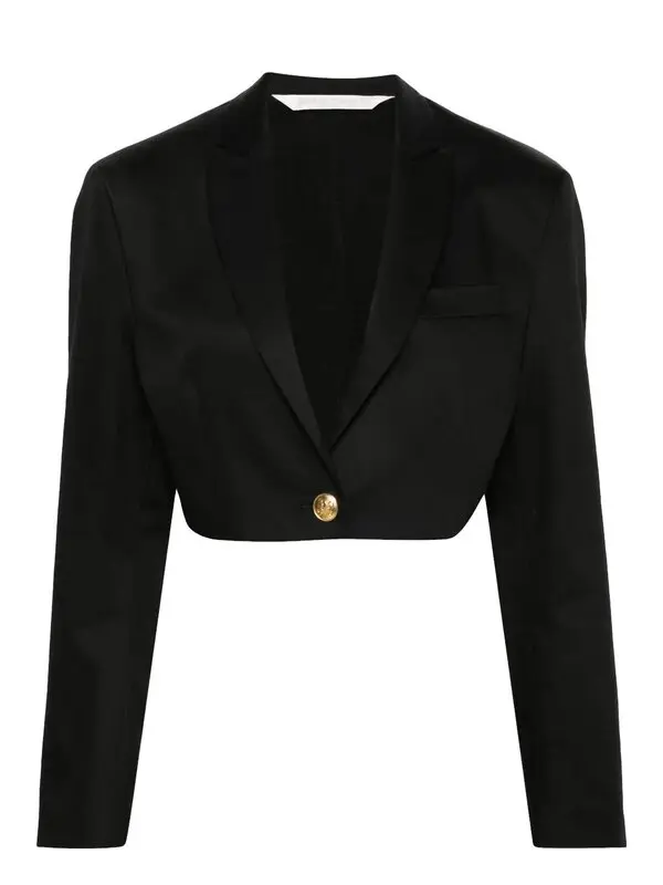 Palm Angels Cropped Twill Blazer - Black