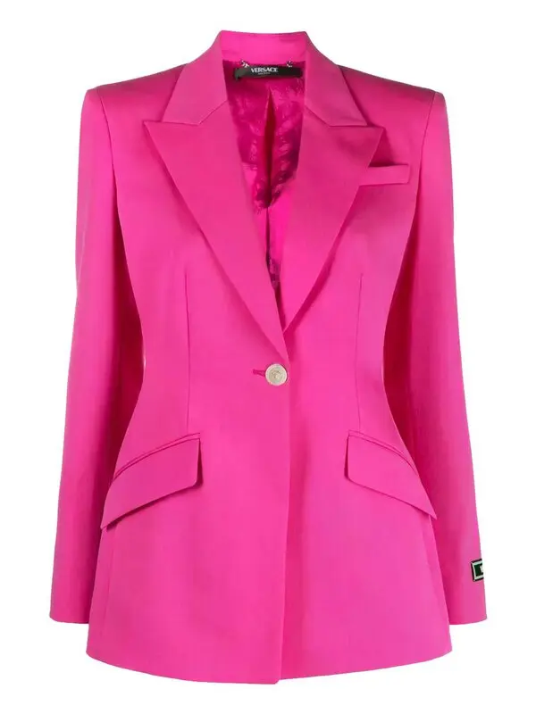 Versace Medusa Single-breasted Virgin Wool Blazer - Pink