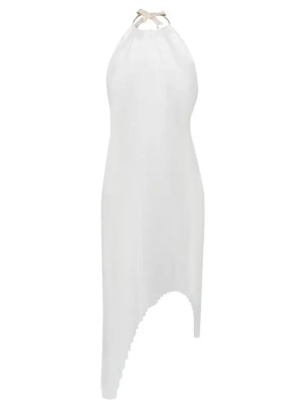 SHANSHAN RUAN Asymmetric Pleated Midi Dress - Neutrals