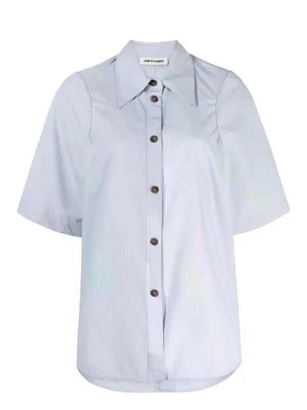 LOW CLASSIC Pointed-collar Cotton Shirt - Blue
