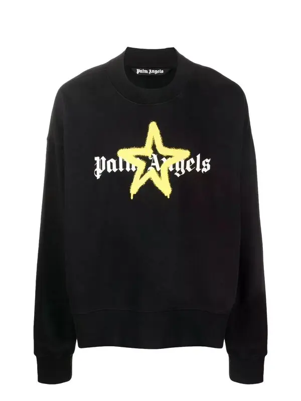 Palm Angels Star Sprayed-print Sweatshirt - Black