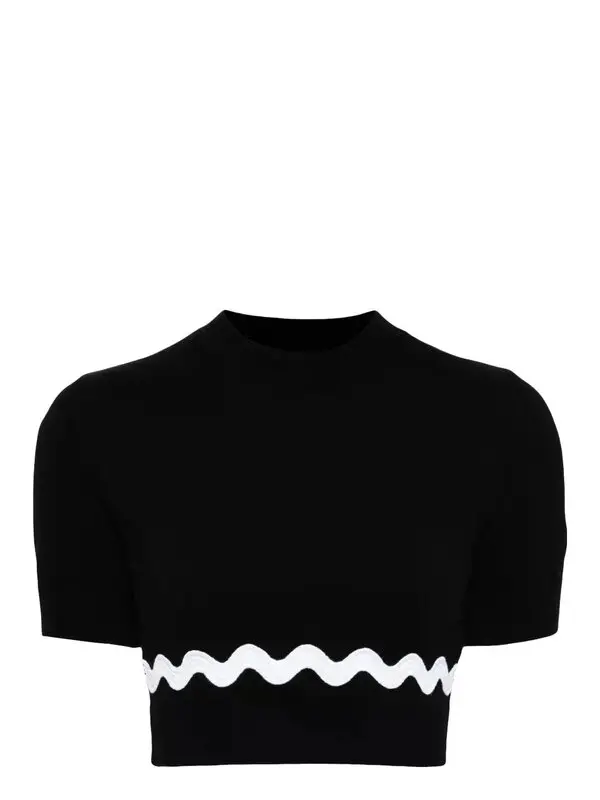 PATOU Wave Cropped Sweater - Black
