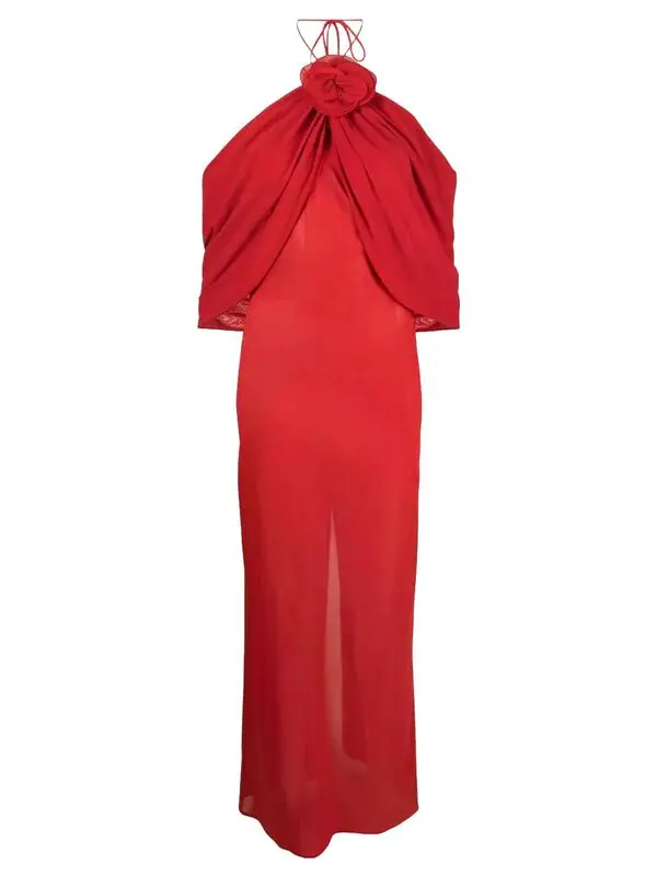 Magda Butrym Flower-appliqué Silk-blend Dress - Red