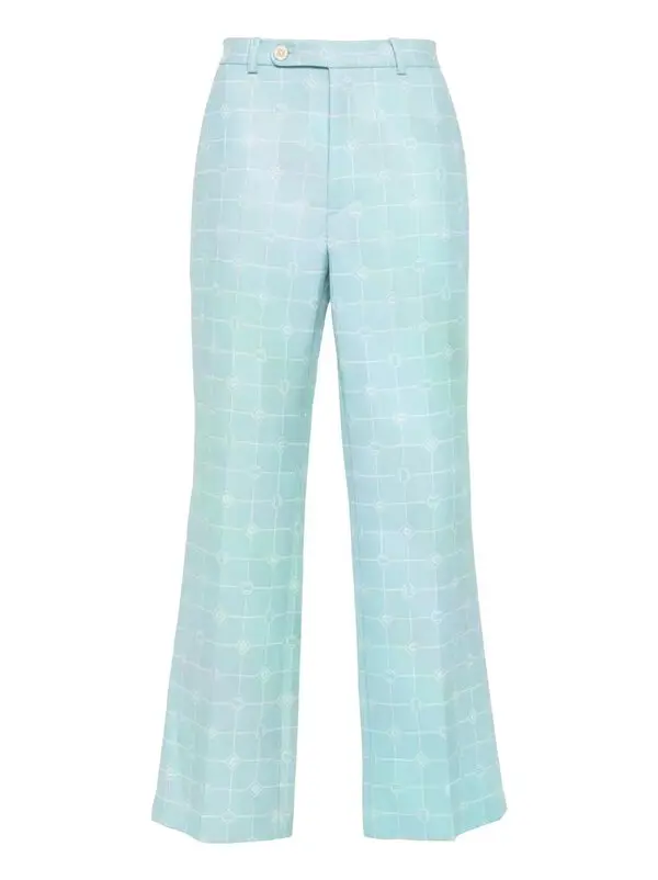 Casablanca Logo Windowpane Straight Trousers - Blue