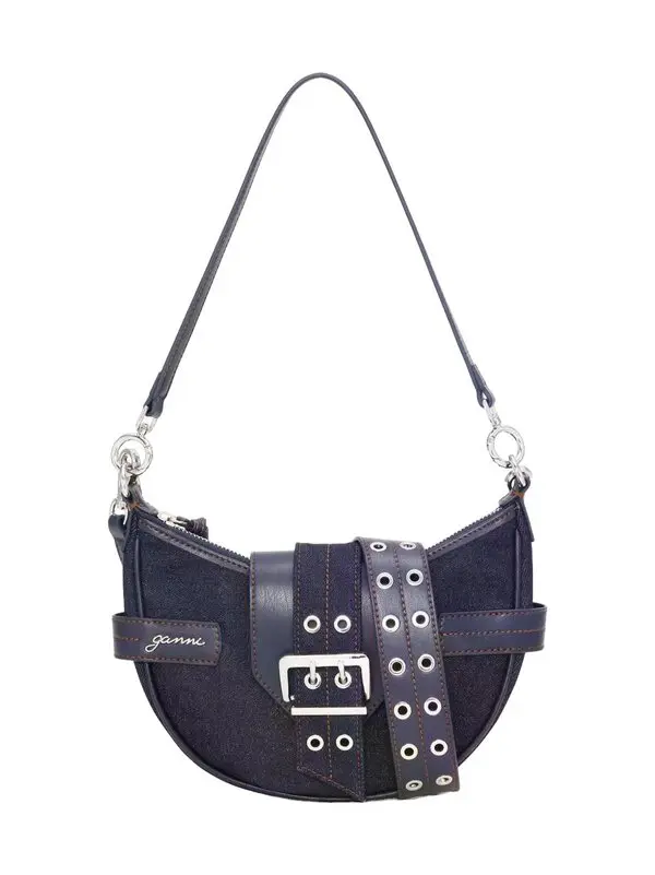 GANNI Small Bucky Denim Crossbody Bag - Blue