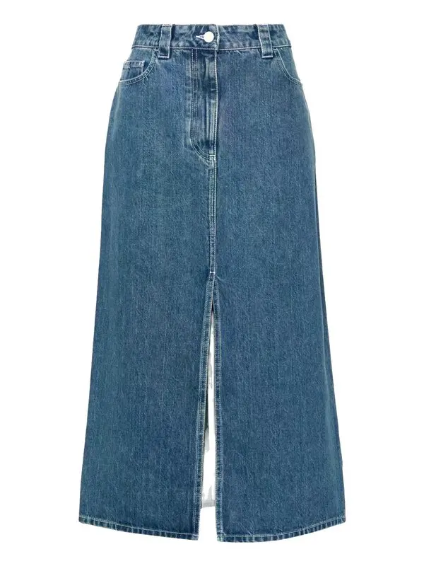 Sunnei Logo-patch Denim Skirt - Blue