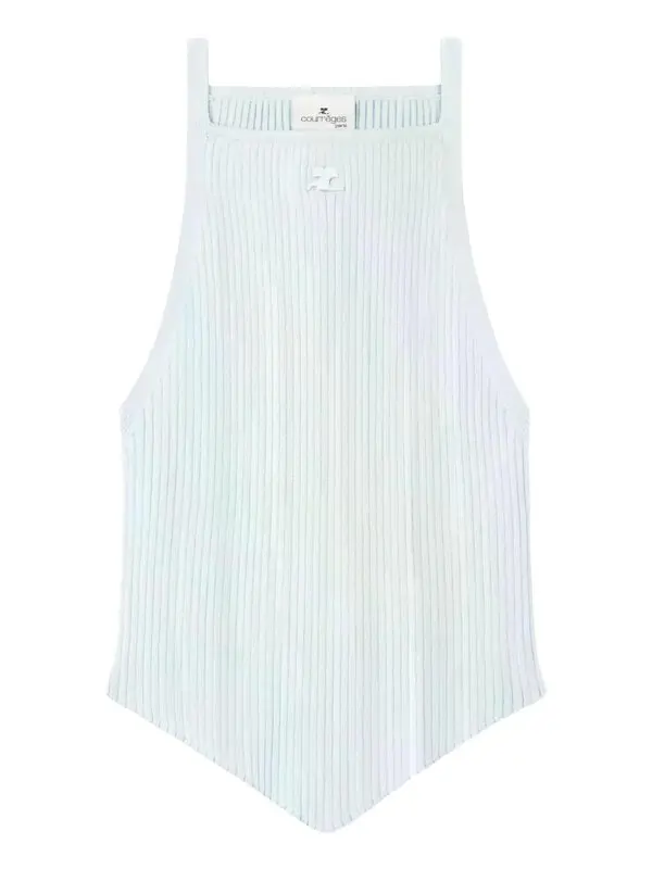 COURREGES Pointy Rib-knit Tank Top - Blue